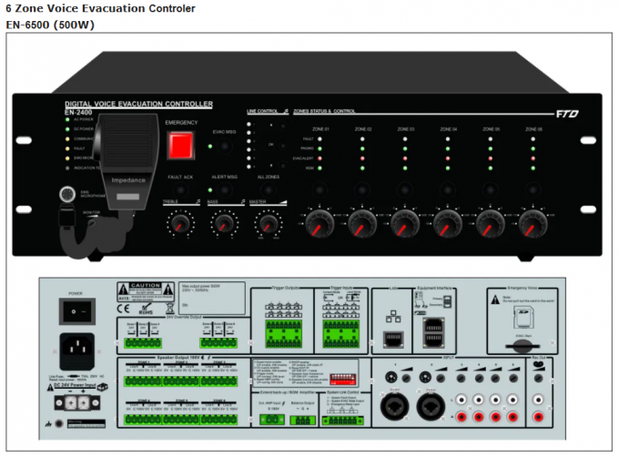 6 Zone Voice Evacuation Amplifier marine evacuation system