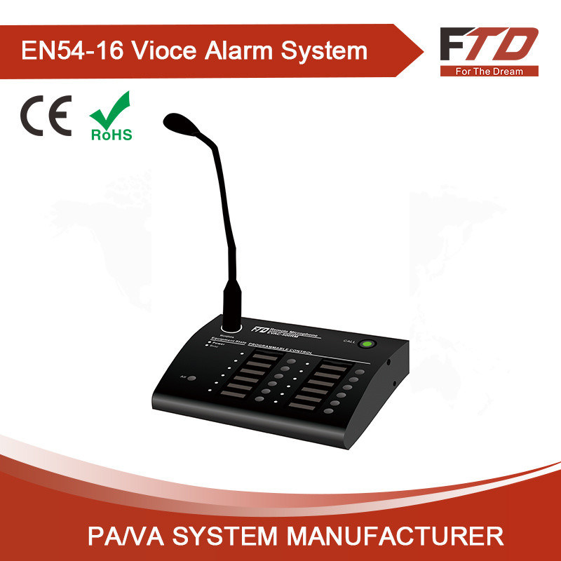 Alarm System Product 12 Zone Remote Paging Microphone Digital Voice Evacuation System