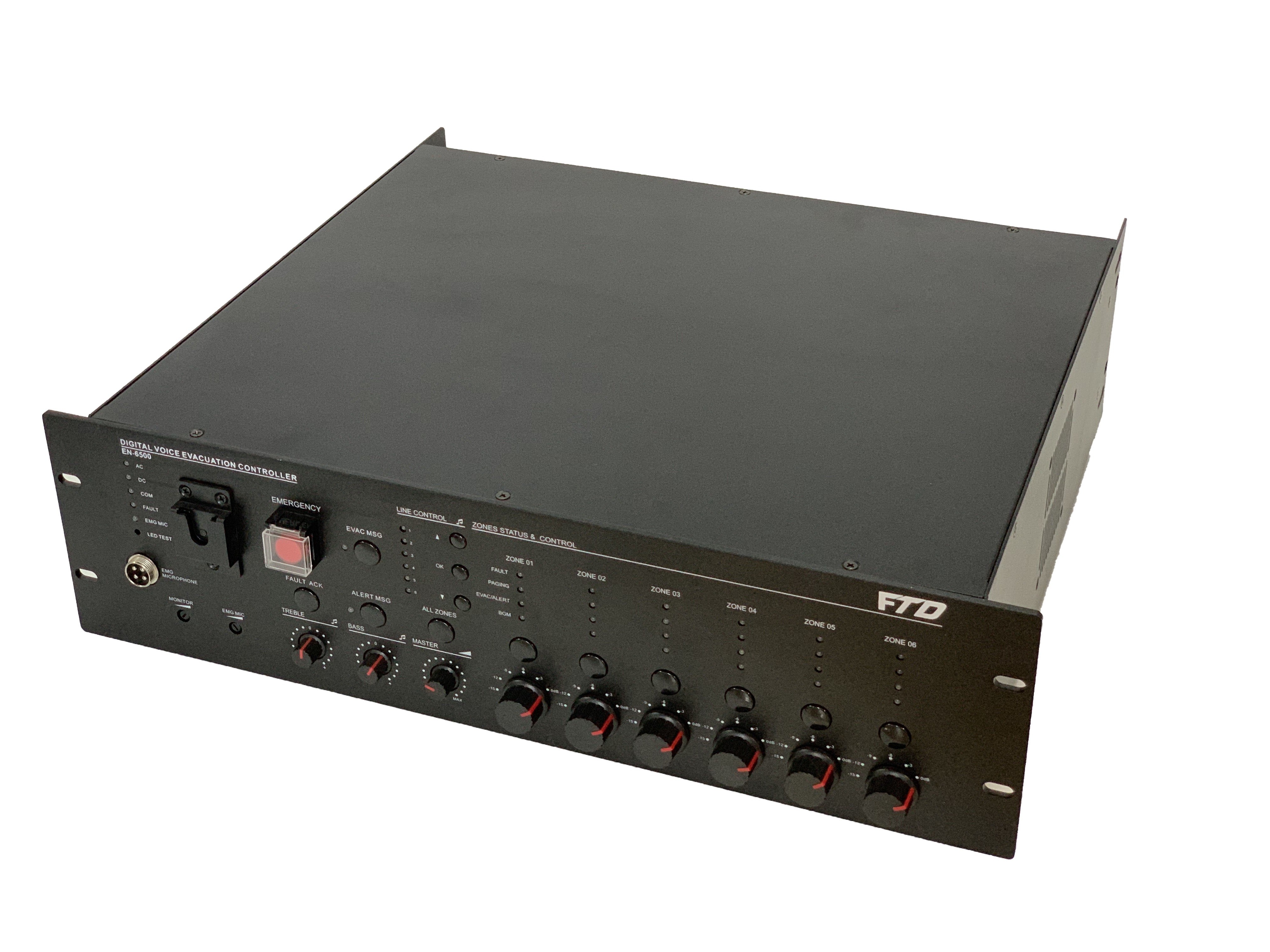 500W 6 Zone EVAC Voice Alarm Controller Metal PAVA System Amplifier